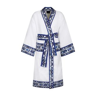 Dolce & Gabbana Barocco Logo Print Signature Bademantel - - Nightwear & Lounge - Damen - Wei&szlig; - S