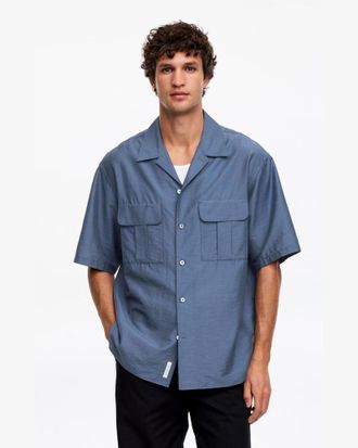 Arket Oversize-Hemd Mit Kubanischem Kragen -Blau
