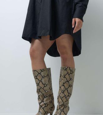 Asos Curve bottes genou slouch &agrave; talon c&ocirc;ne imprim&eacute; serpent Contessa-Multi