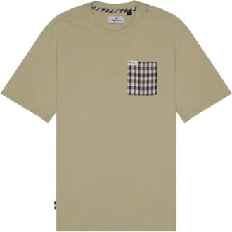 Aquascutum Homme, Tops, Beige, Taille: XL T-Shirt tasca in club check a contrasto
