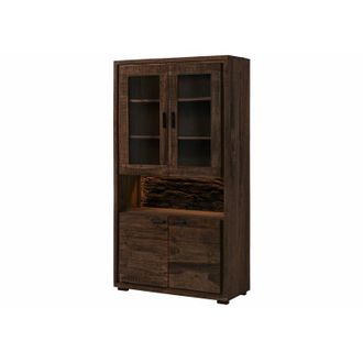Massivmoebel24 Vitrine Akazie 98x40x180 dunkelbraun lackiert bark 209