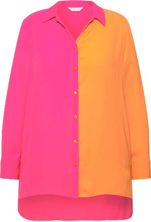 Miamoda Damen große Größen Übergrößen Plus Size Bluse, A-Linie, Satin, Colorblocking, Langarm neon Berry 50 833970586-50