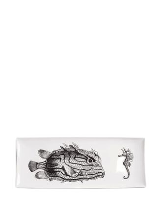 Fornasetti Teller mit Fisch-Print - Weiß
