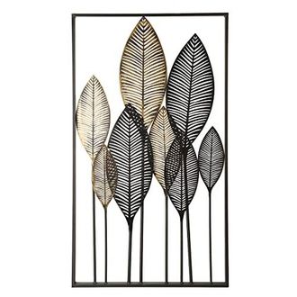 Gilde Casablanca Wanddeko Metall Deko Wand modern XL - großes Bild Wand Deko Wohnzimmer - Farben: Braun Gold Creme - Maße: 95 x 53 cm