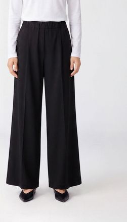 Semicouture Pantalon palazzo en m&eacute;lange de laine &agrave; taille haute