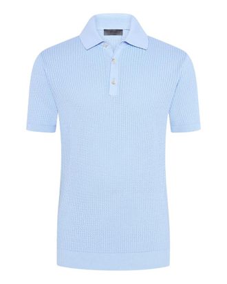 Ferrante Unifarbenes Strick-Poloshirt aus edler Baumwolle in