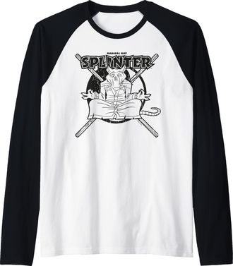 Teenage Mutant Ninja Turtles TMNT Splinter Radical Rat Ninja Schablone Graffiti Pose Retro Raglan