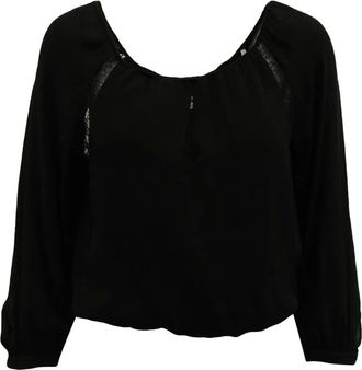 Alice & Olivia blouse en soie à détails en dentelle - Noir