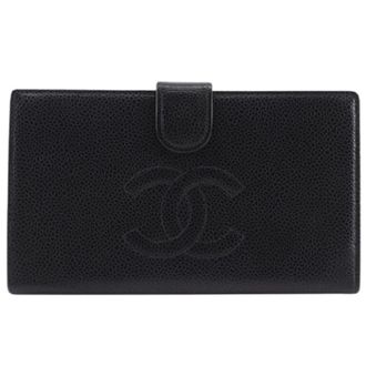 Chanel Portefeuille long en cuir Coco Mark pr&eacute;-poss&eacute;d&eacute; - Femme - Pre-owned - Noir - Taille: ONE Size