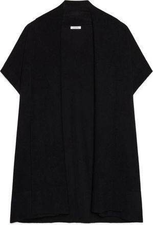 Fiorella Rubino Femme, Pulls, Noir, Taille: 42 FR Long gilet en maille fine &agrave; manches courtes