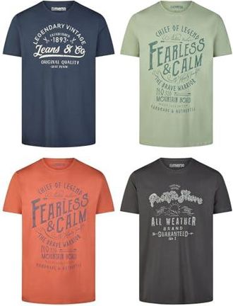 Riverso RIVLeon Lot de 4 t-Shirts &agrave; col Rond pour Homme T-Shirt imprim&eacute; &agrave; Manches Courtes 100% Coton Coupe Normale Vert Bleu Blanc Gris Rouge Orange - Multico