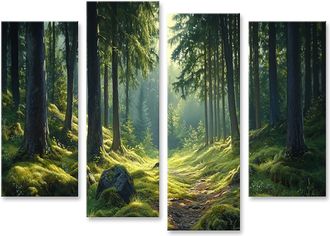 Islandburner Bild auf Leinwand Atemberaubender Wald mit Sonnenstrahlen - perfekt für Naturfreunde Bilder Wandbilder Poster