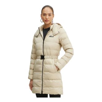 Karl Lagerfeld Signature Ultra Light Puffer Jacket - Femme - Vestes - Beige - Taille: 42 FR