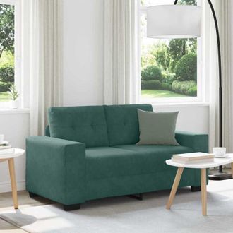 vidaXL Vidaxl - Canap&eacute; deux places avec coussin Vert fonc&eacute; Velours
