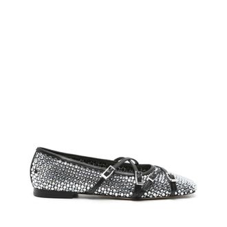 Mach & Mach Kristall Ballerinas mit eckiger Spitze und Riemen - - Shoes - Damen - Schwarzk - 37 EU
