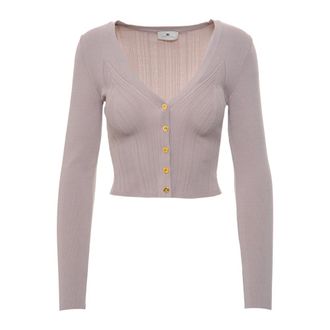 Elisabetta Franchi Femme, Pulls, Rose, Taille: 38 FR Micro-Cardigan en viscose avec coeur