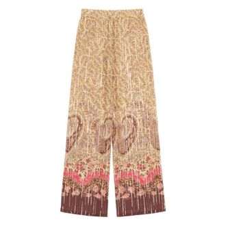 Valentino Paisley-Print Silk Trousers - Brown