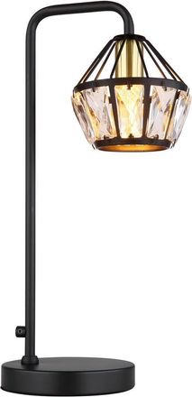 Globo Lighting Globo Tischleuchte LOIS mit Kristall Glasschirm Schwarz Gold H&ouml;he 43cm