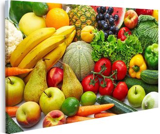 Islandburner Bild auf Leinwand Frisches Obst und Gem&uuml;se Vielfalt Bunter Lebensmittel Haufen Bilder Wandbilder Poster