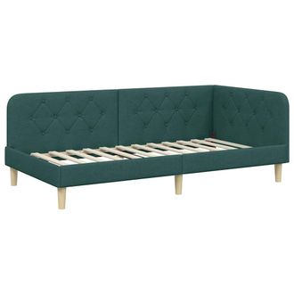 vidaXL Cornice Del Letto Ad Angolo Verde Scuro 100 X 200 Cm Tessuto Vidaxl