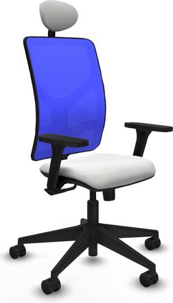 Piqueras y Crespo Fernarbeitsstuhl mit 3D-Armen, h&ouml;henverstellbarer Lendenwirbelst&uuml;tze und festem Kopfteil, ausgestattet mit 3 Positionen und Schneidschaum, Blau/Wei&szlig;