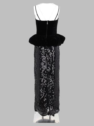 Rotate Sequin Peplum Maxi Dress - Black