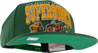 Mitchell & Ness NBA/HWC Champ Stack Baseball Snapback Cap - Seattle Supersonics, Gr&uuml;n, 100% Polyester, verstellbar, Herren, Frauen, Kinder, Unisex, Fr&uuml;hling, Sommer, 