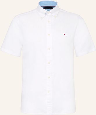 Tommy Hilfiger Kurzarm-Hemd Regular Fit Mit Leinen weiss