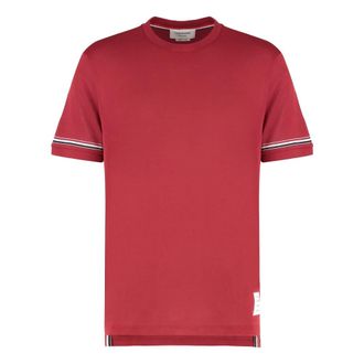 Thom Browne Leichtes Baumwoll-T-Shirt mit kurzen &Auml;rmeln und Streifen - - Tops - Herren - Rot - L