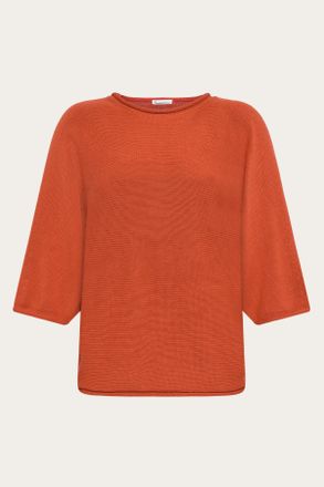 Knowledge Cotton Apparel Damen vegan Strickoberteil Bat Sleeve Burnt Brick