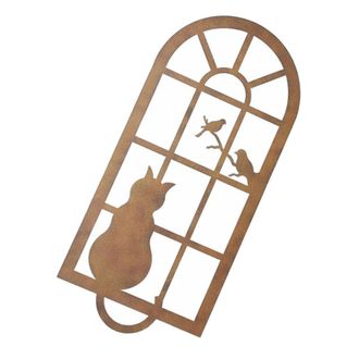 Garneck Wandanh&auml;nger Katzenmotiv Retro aus Eisen Handgefertigte Vintage Wanddeko f&uuml;r Garten Balkon und Innenbereich
