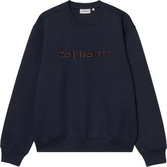 Carhartt Work in Progress Homme, Sweatshirts et sweats à capuche, Bleu, Taille: S SweaT-shirt bleu en coton à manches longues