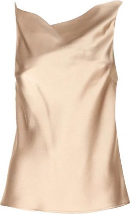 Alysi Femme, Tops, Brun, Taille: 42 FR Haut Asym&eacute;trique en Satin Liquide