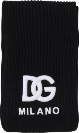 Dolce & Gabbana unisex, Accessoires, Noir, Taille: ONE Size Écharpe en Tricot Côtelé avec Logo