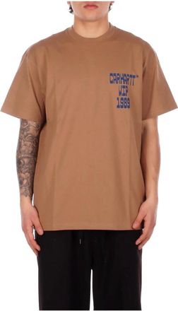 Carhartt Work in Progress Homme, Tops, Brun, Taille: S T-shirt Logo Avant et Impression au Dos