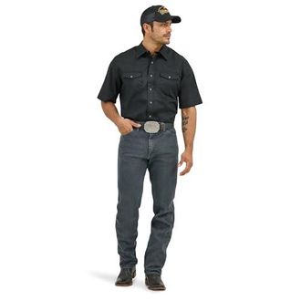 Wrangler Chemise de sport Western Basic &agrave; deux poches &agrave; boutons pression pour homme, noir, XXL