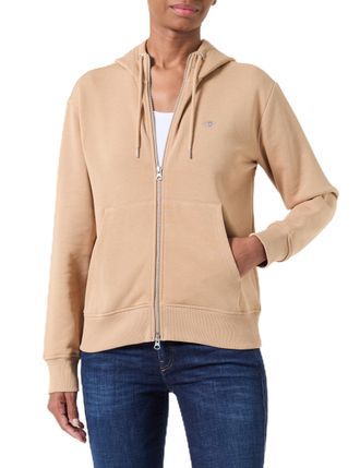 GANT Damen Shield Zip Hoodie Kapuzenpullover, Caramel BEIGE, 46