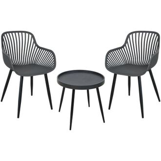SVITA Philly Sitzgruppe Balkonm&ouml;bel Set 3 teilig Grau/Schwarz - Svita