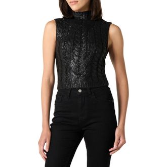 The Drop Skye Metallic Cropped Vest Unterhemden, Schwarze Folie, XL
