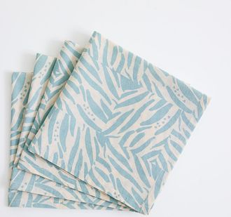 La Redoute Interieurs Lot 4 Serviettes De Table En Voile De Coton Imprim&eacute; Lean