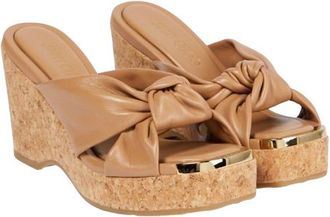 Jimmy Choo London Tan 110 Cork Wedges Size 37.5