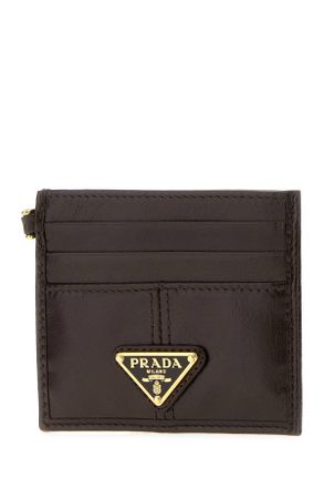 Prada Calfskin Leather Card Case - Brown