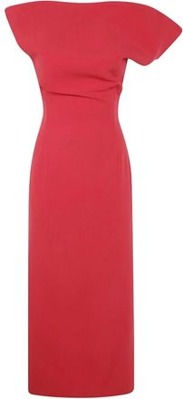 Magda Butrym Femme, Robes, Rouge, Taille: 36 FR Asymmetric Neckline Column Dress