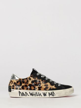 Crime London Baskets basses Distressed en cuir &agrave; imprim&eacute; animalier et strass