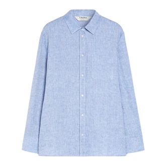 Max Mara Langarm Leinenhemd - - Blouses & Shirts - Damen - Blau - S