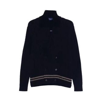 Drumohr Doppelreihiger Zopfstrick-Cardigan - - Knitwear - Herren - Blau - M