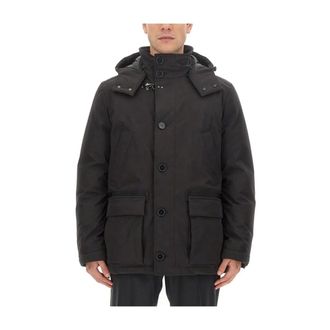 Fay Homme, Vestes, Noir, Taille: XL Veste &agrave; Capuche en Tissu Technique