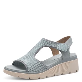 Jana Coshy Damen Sandalen flach mit Klettverschluss Bequem, Blau (Sky), 40 EU