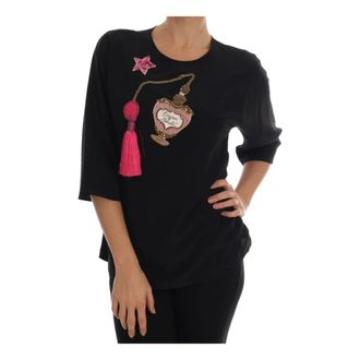 Dolce & Gabbana Glamour&ouml;se Kristall Seidenbluse - - Tops - Damen - Schwarzk - XS