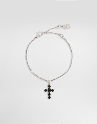 Dolce & Gabbana Gliederarmband Mit Kreuz-charms Aus Strass - Frau Bijoux Silber Metall Onesize